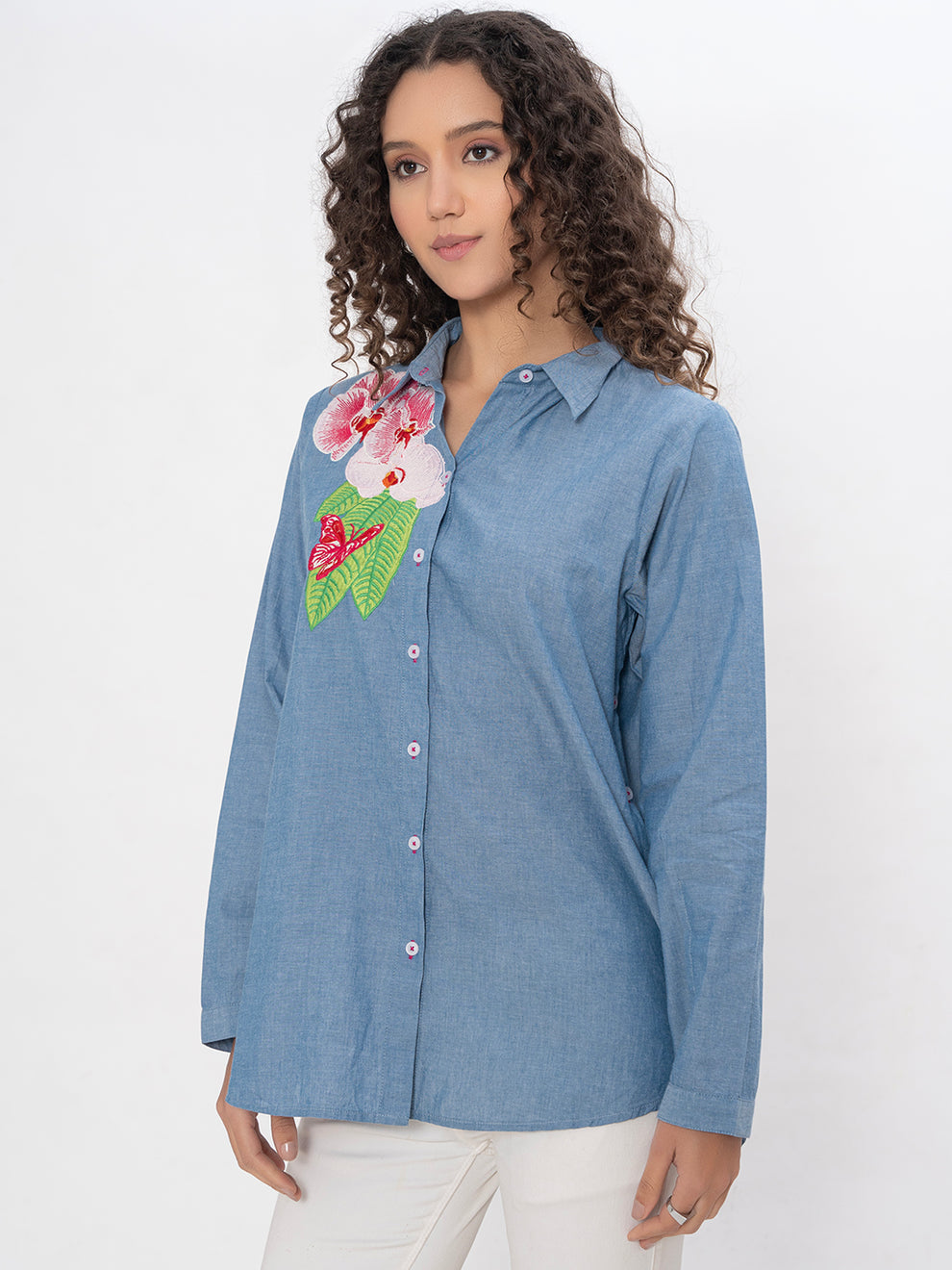 DENIM FRONT AND BACK EMBROIDERED SHIRT – Siddhaarth Oberoi Shirts